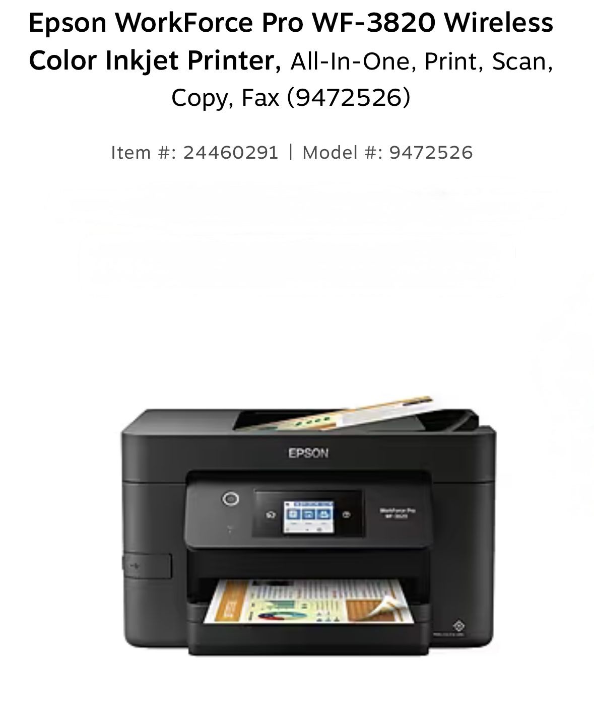 Epson WorkForce Pro WF-3820 Wireless All-in-One Printer for Sale in Miami, FL - OfferUp