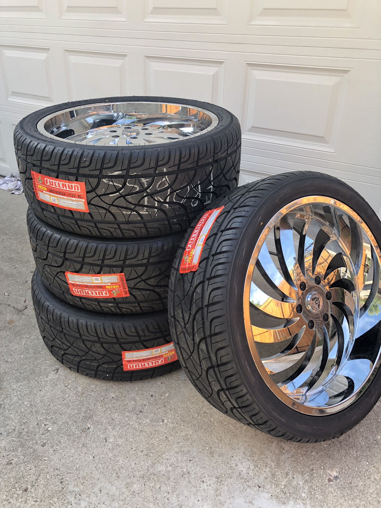 24 inch GIMA inflames Chrome wheels and new tires 6x139.7 for Sale in ...