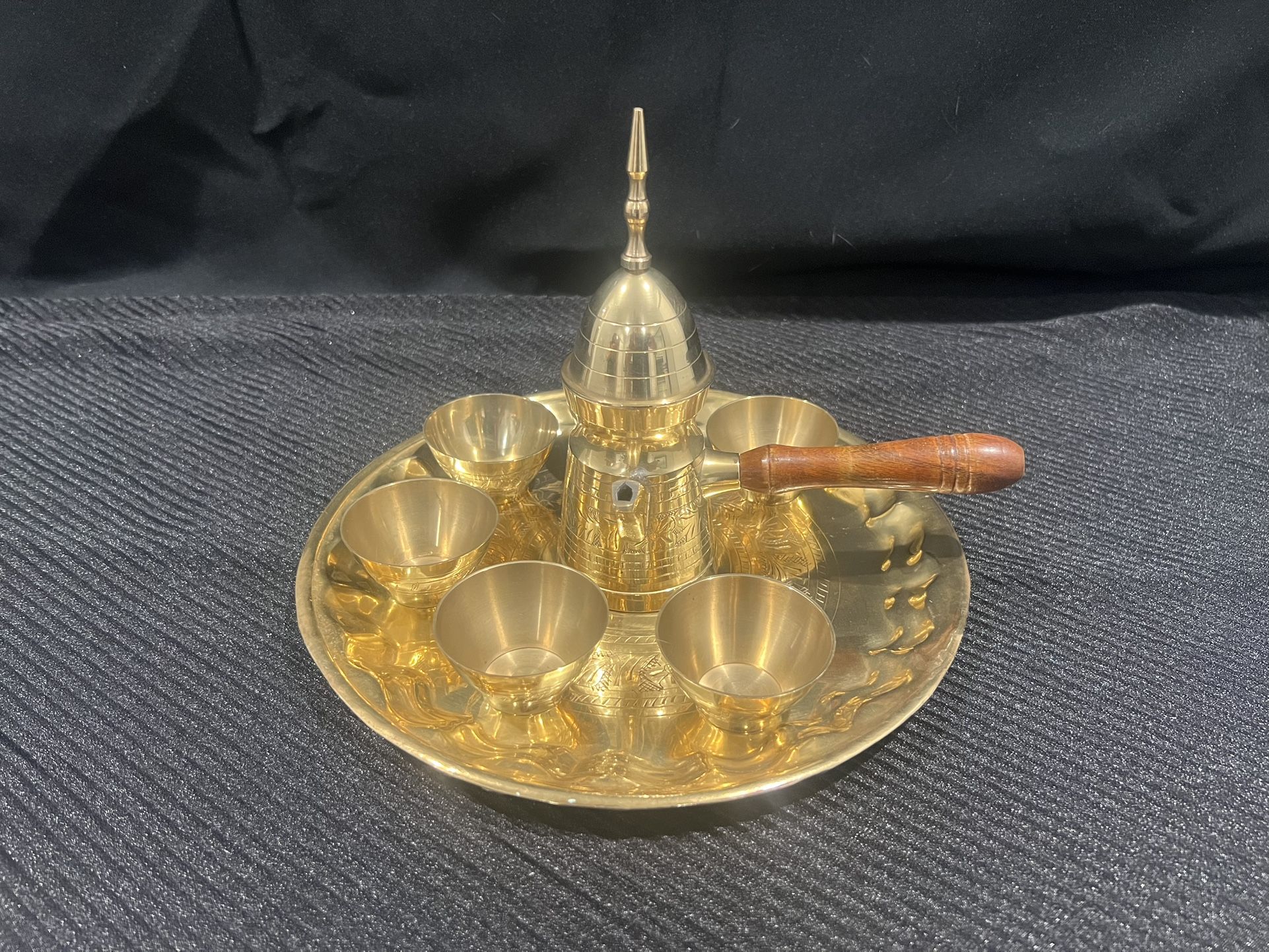 Antique Brass Iskandar Matar Turkish Coffee Set – Handcrafted Ottoman ...