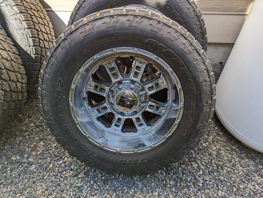 8x180 20 Inch XD Series Wheels With 35" NITTO Terra Grapplers Chevy GMC ...