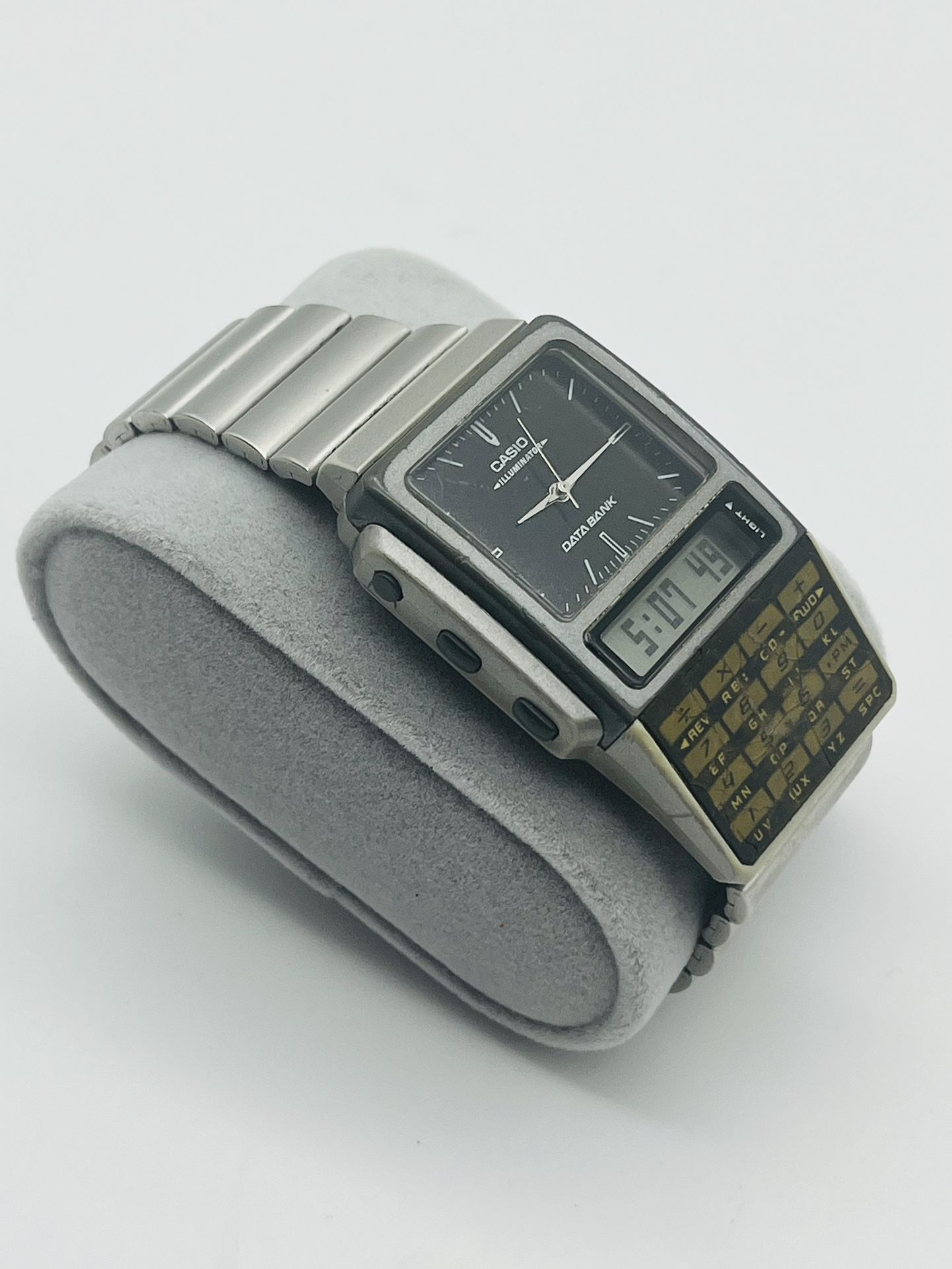 Casio Data Bank vintage calculator watch 1980, 50x34mm size case, 18cm ...
