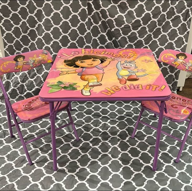 Kids Table And Chair Set Dora Explorer Pink 3 Piece for Sale in ...
