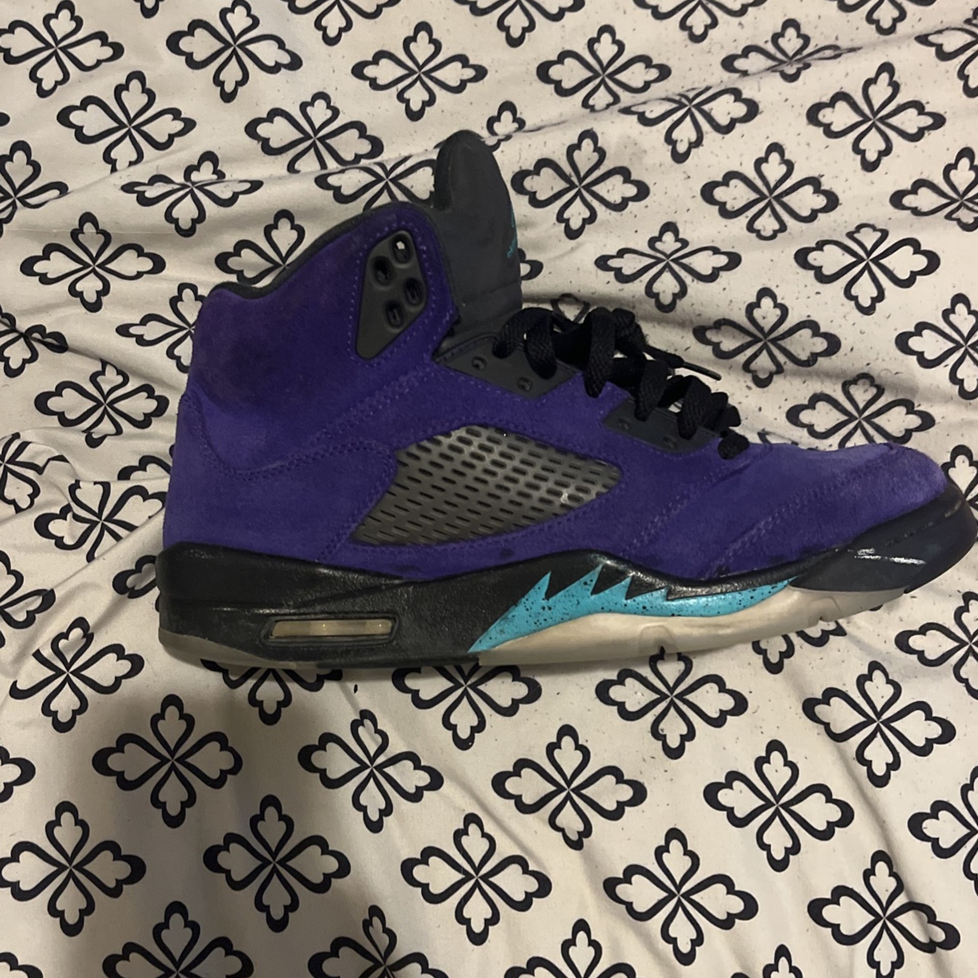 Wearing Jordan 5 Grape