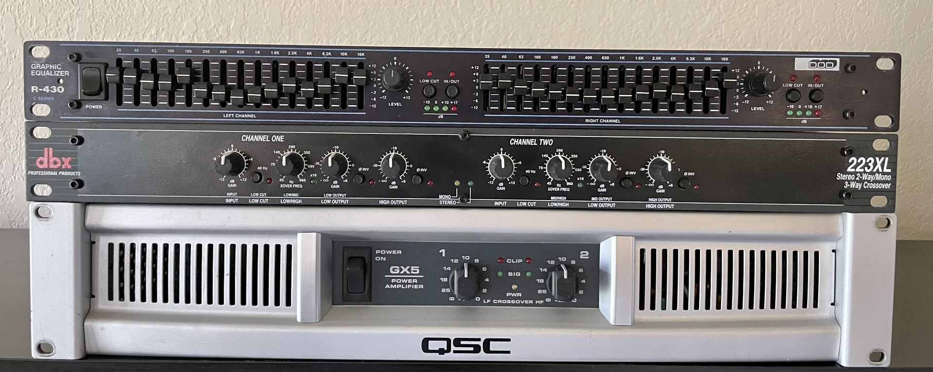 QSC GX5 Amplifier - DBX 223 XL Crossover - DOD Equalizer for Sale in ...
