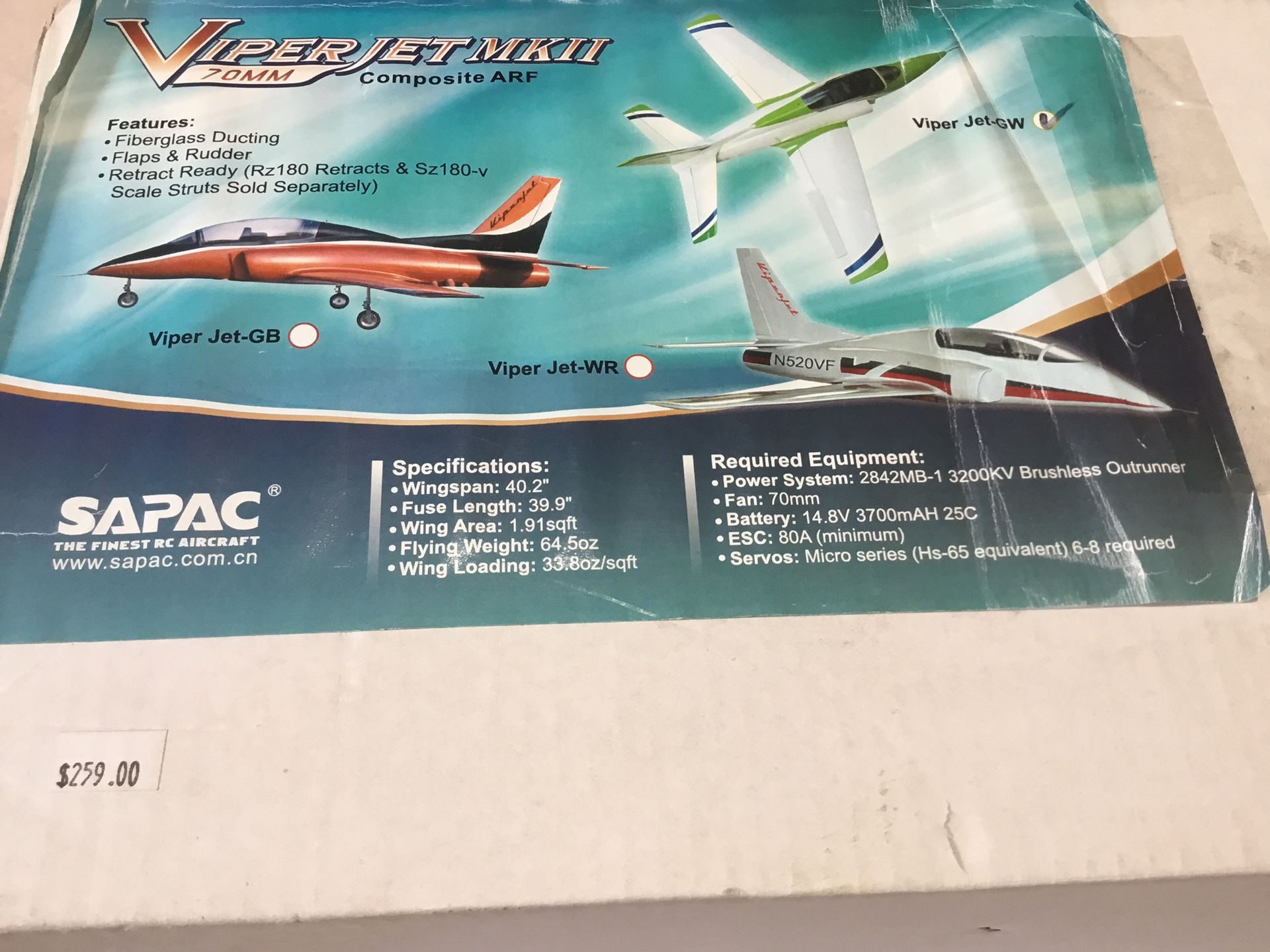 Viper Jet MKII 70MM Composite ARF from Sapac it is very rare find for ...