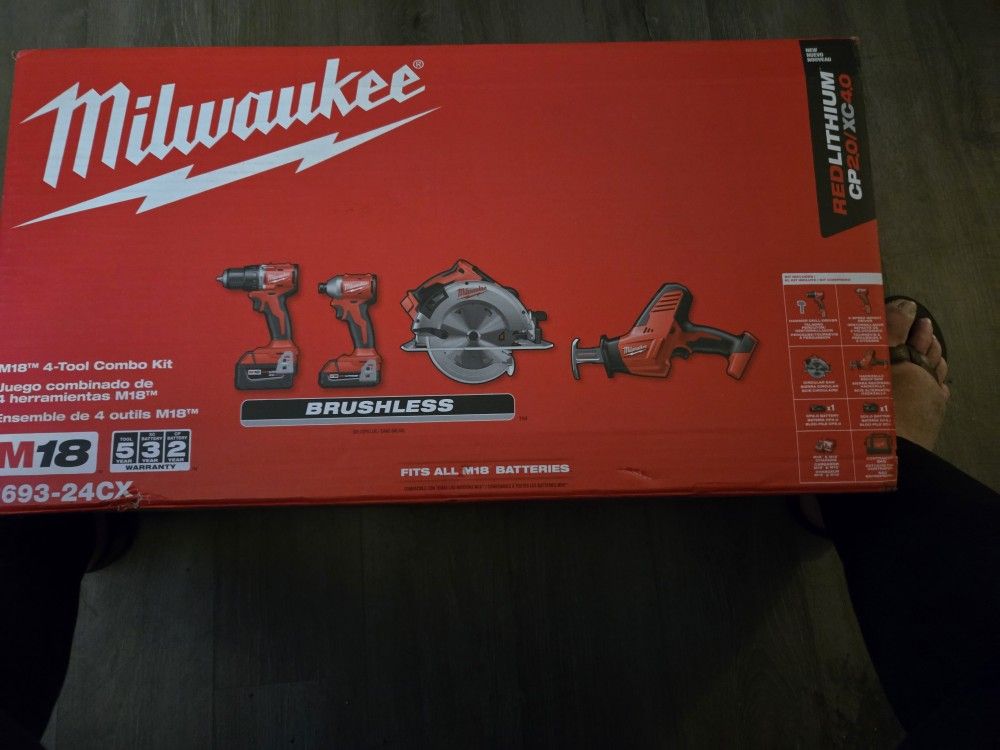 Milwaukee Red Lithium Brushless M18 4 Tool Combo Kit for Sale in San ...