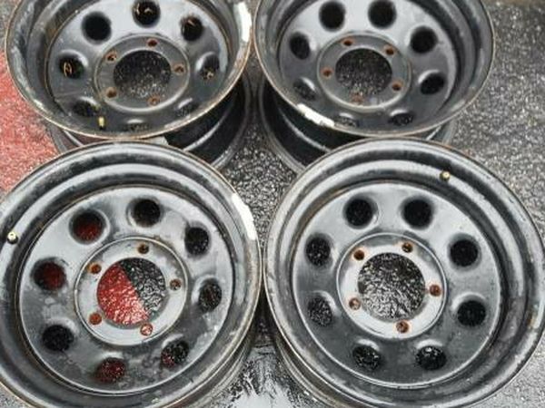 15x8 black steel wheels. 5 on 5.5 lugs, Dodge, Ford, Jeep, more for ...