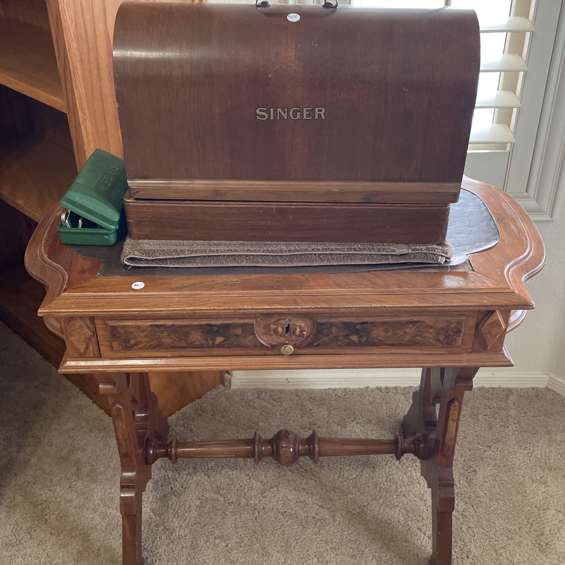 Antique Sewing Table With Original Singer, Sewing Machine for Sale in ...