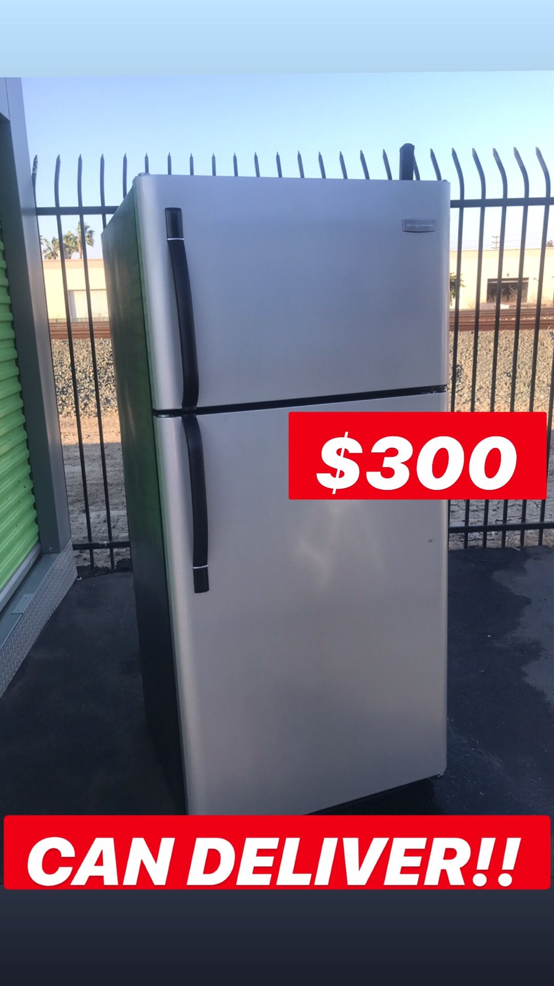 Stainless steel and black apartment full size Frigidaire refrigerator ...