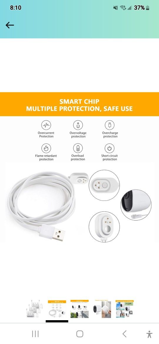 3Pack 16.4FT Charger Cable for Arlo Pro 4/Arlo Ultra 2/Arlo Pro3/Arlo Ultra/Arlo Pro 5S 2K/Go 2 ...