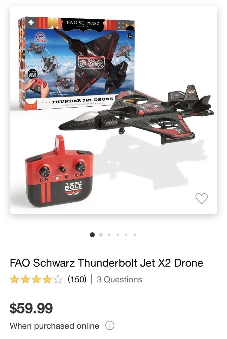 Fao schwarz thunderbolt jet rc stunt drone store
