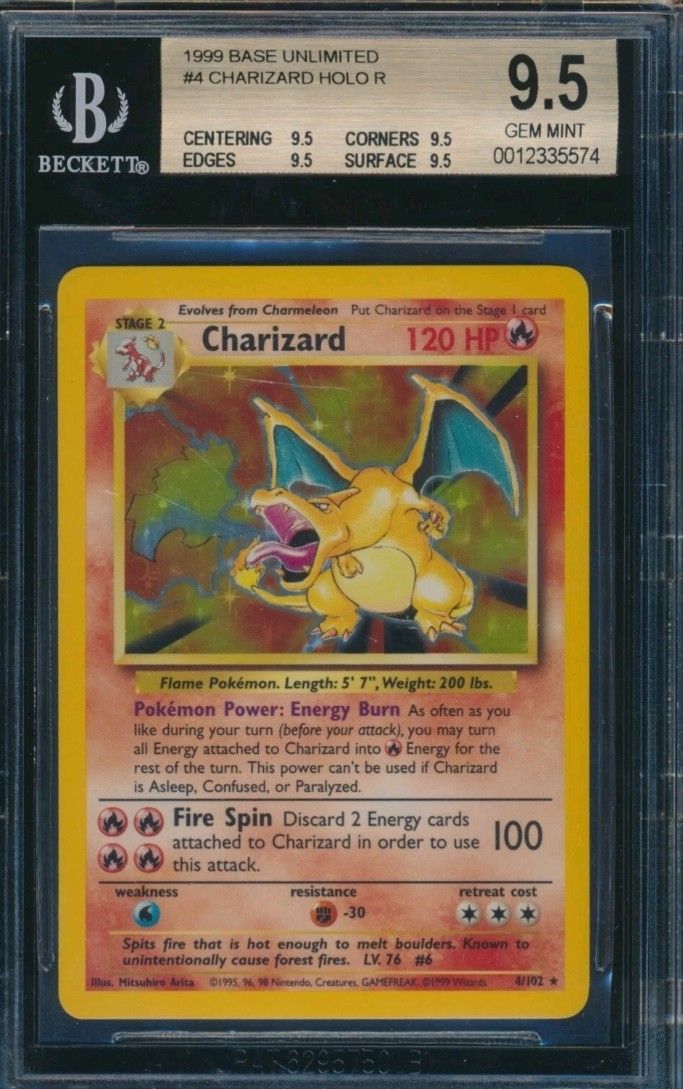 1999 Pokémon Base Set Holo - Charizard Beckett 9.5 for Sale in St ...