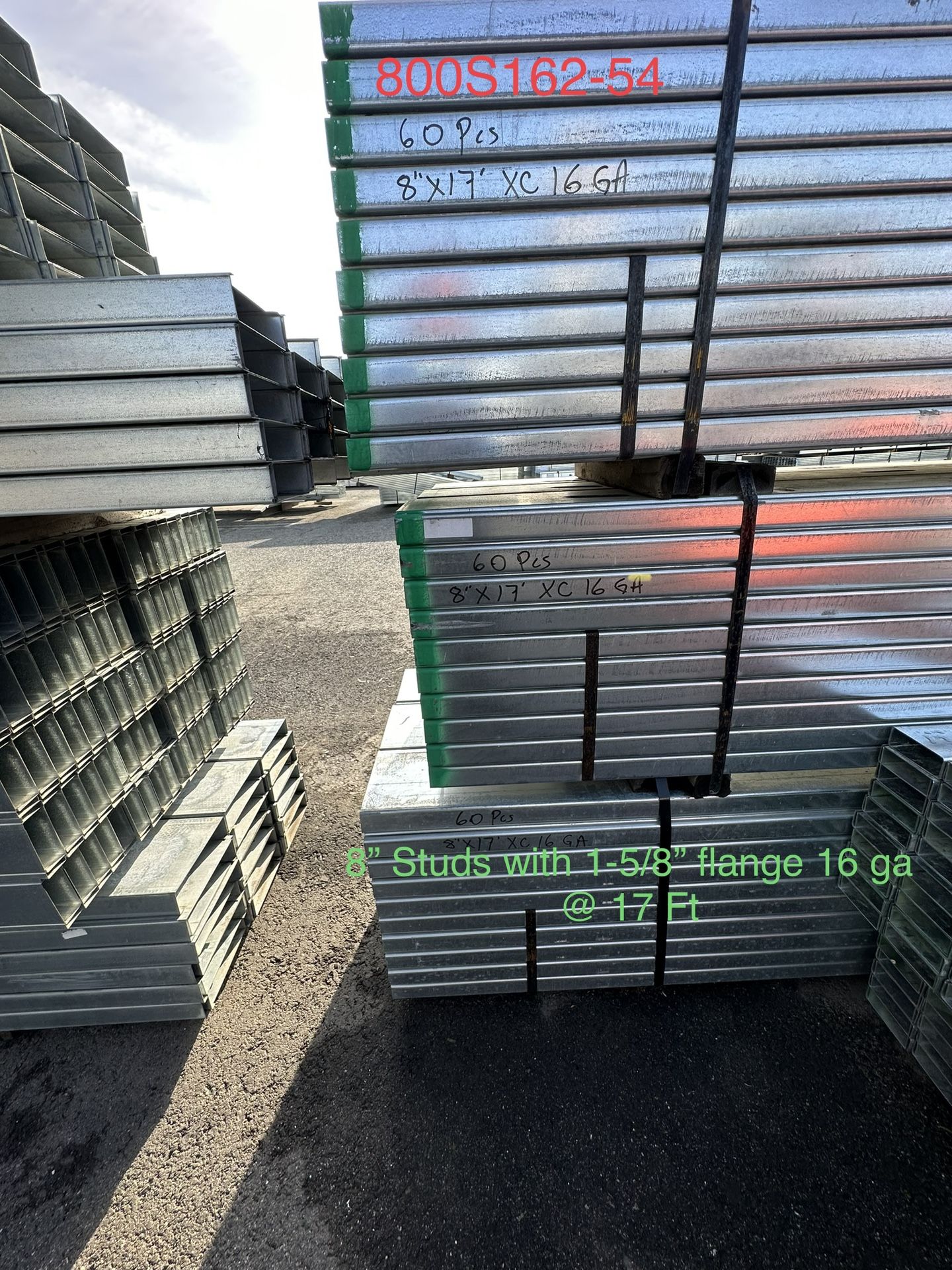 8” Steel Stud With 1-5/8” Flange 16 Gauge @ 17 Ft Steel Framing for ...
