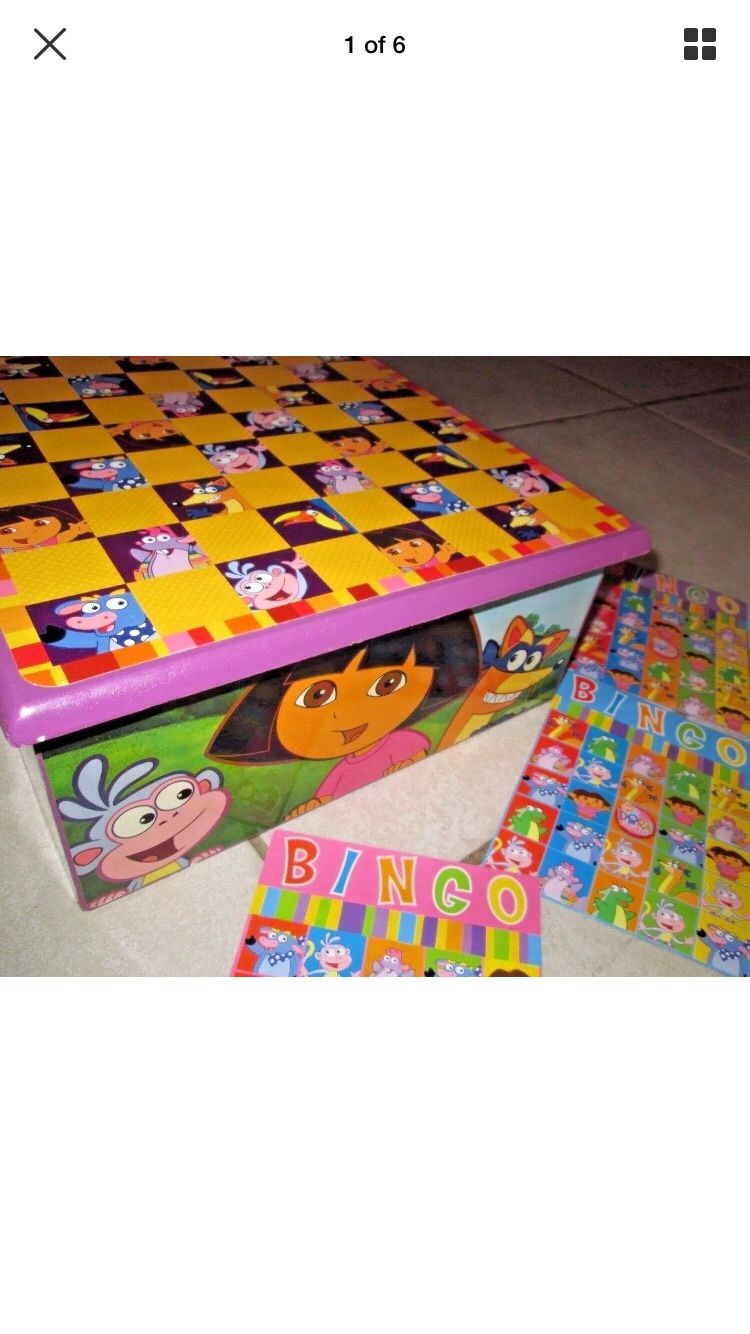 Dora The Explorer Wooden Game House~Checkers, Dominoes, Bingo ...