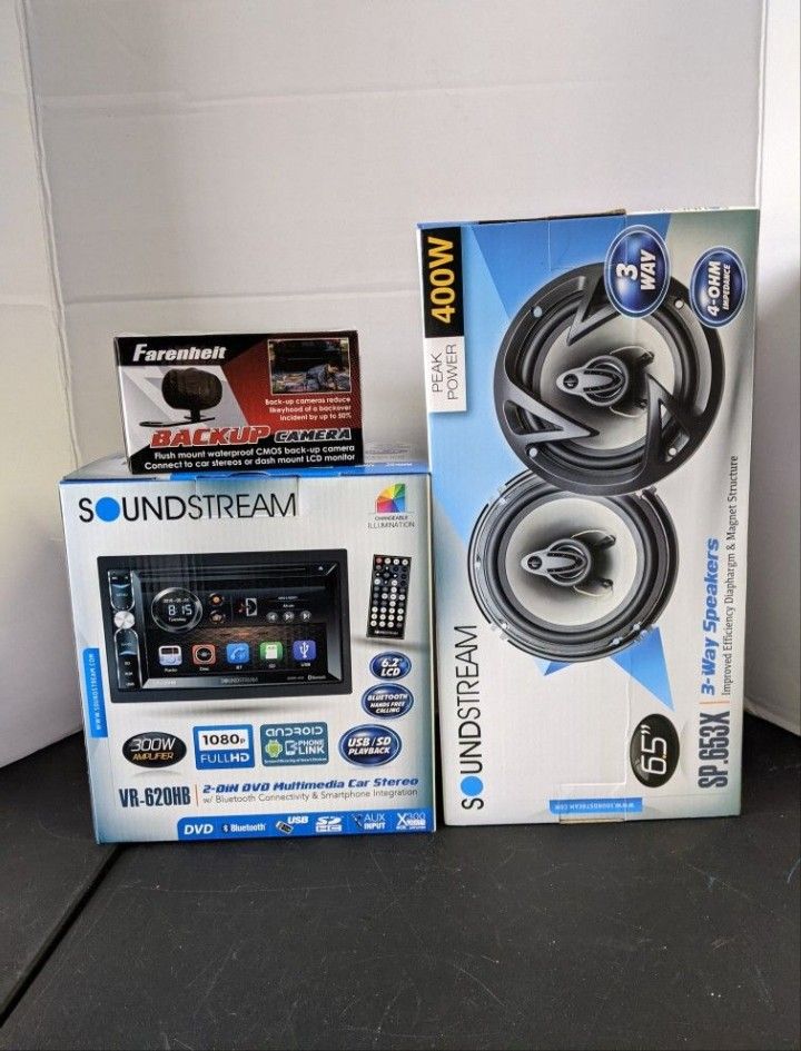 Soundstream Double Din Car Stereo With Back Up Camera And 6.5 ...
