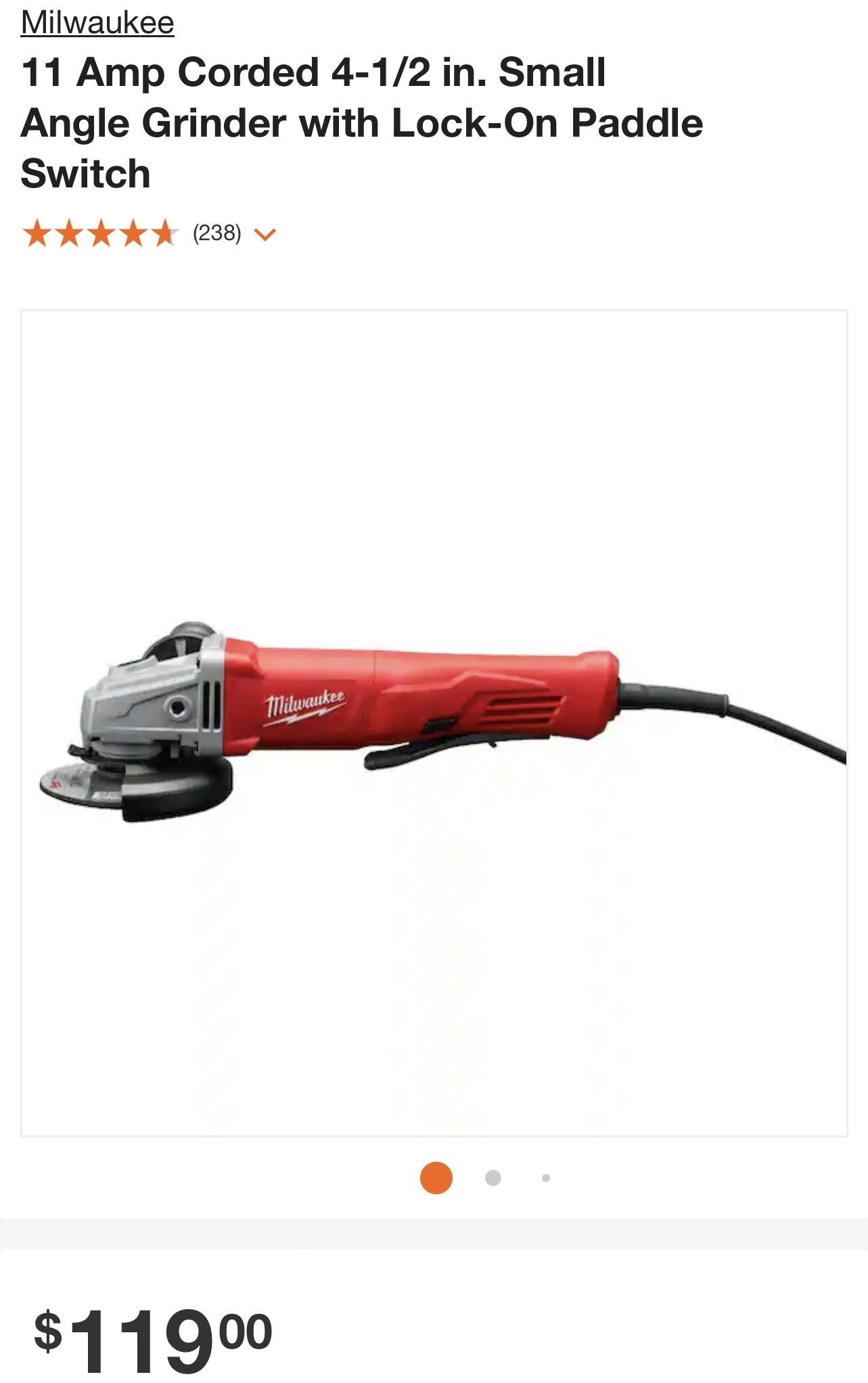 Milwaukee 11 Amp Corded 4-1/2 in. Small Angle Grinder with Lock-On Paddle Switch for Sale in ...