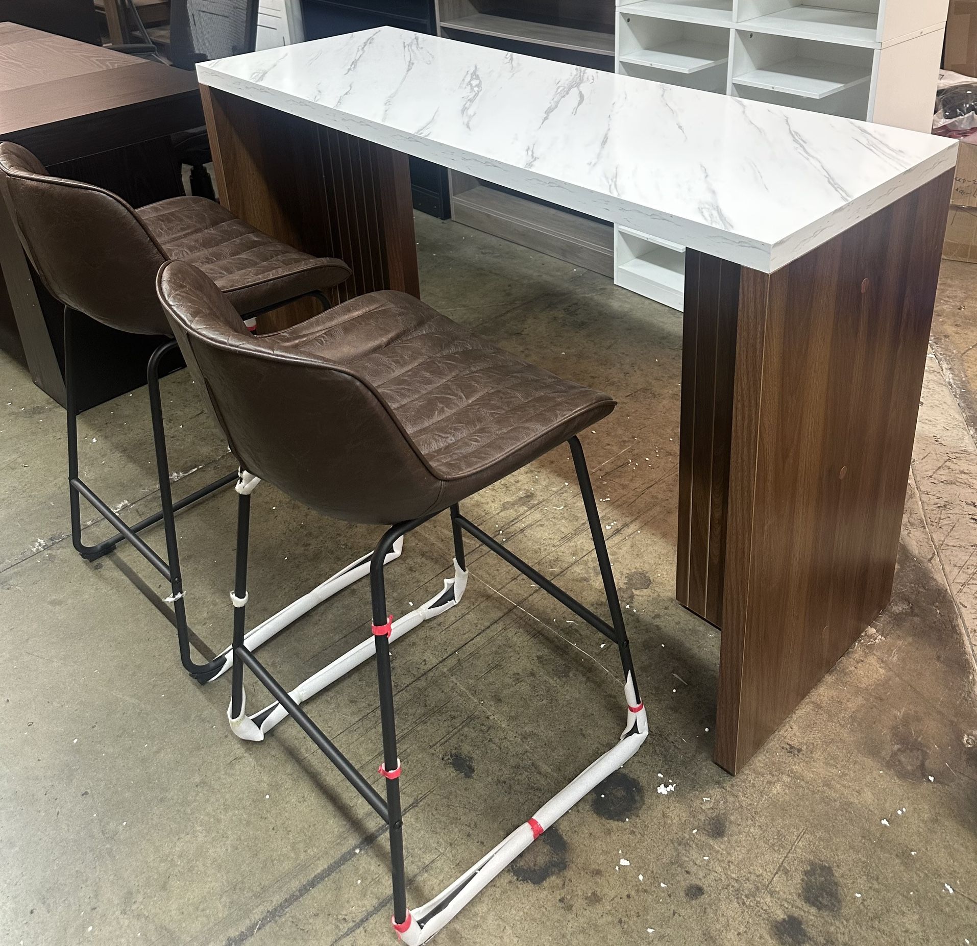 New assembled set of 3, 55.12 in. Rectangle White Walnut Wood Mini ...