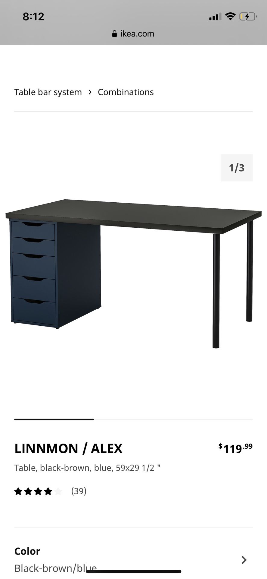 IKEA LINNMON/ALEX DESK IN BLACK for Sale in San Diego, CA - OfferUp