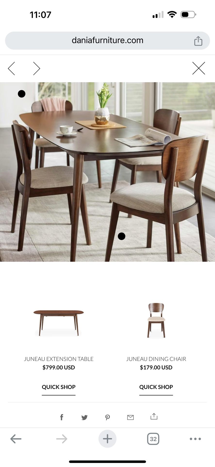 Dania Dining Table With 4 Chairs for Sale in Seattle, WA - OfferUp