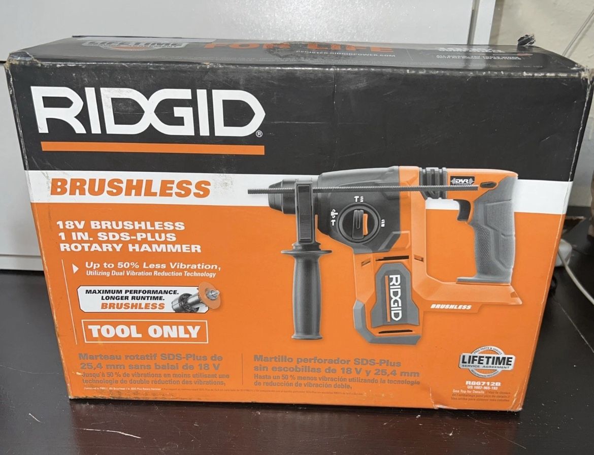 RIDGID 18V Brushless Cordless 1 in. SDS-Plus Rotary Hammer (Tool Only ...