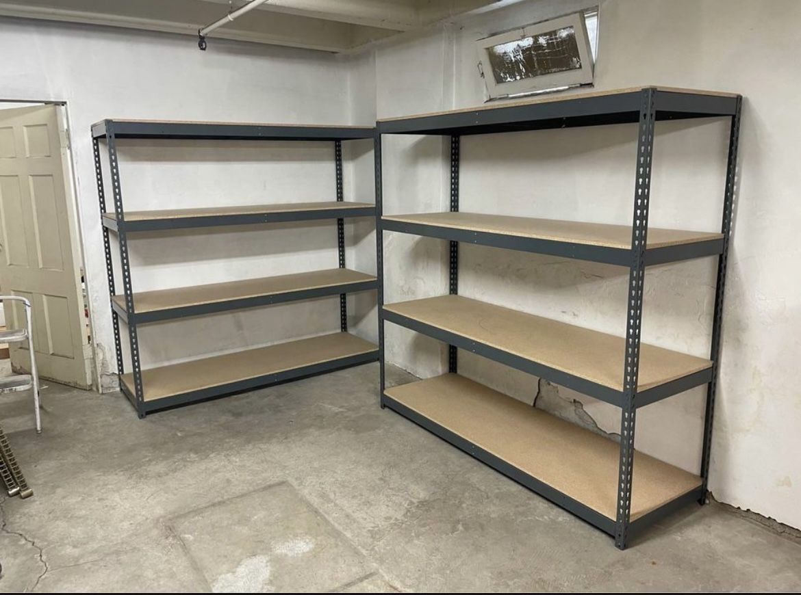 Garage Shelving 72 in W x 24 in D 4 Level Boltless Industrial Rigid ...