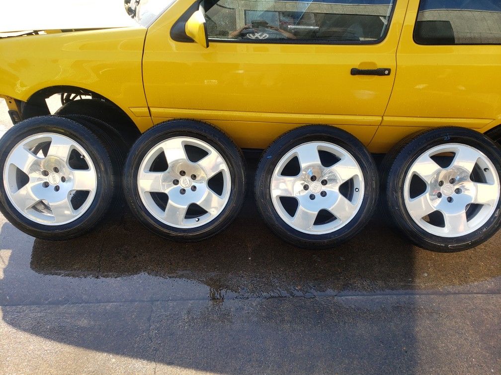 AUDI FAT FIVE WHEELS AND NEW TIRES 5X100 for Sale in Cornelius, OR ...