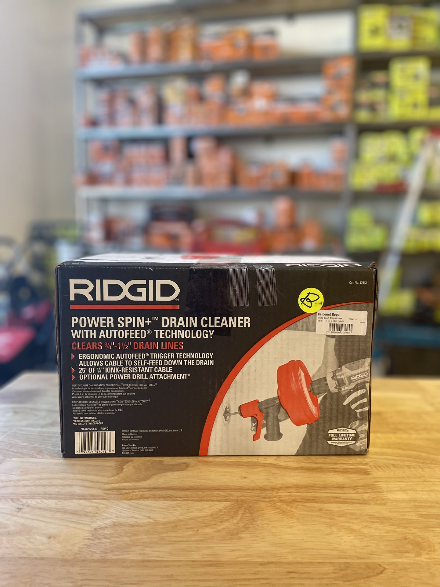RIDGID Power Spin+ 1/4 in. x 25 ft. Hybrid Drain Cleaning Snake Auger ...
