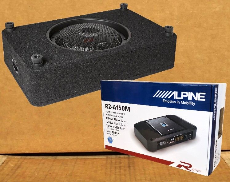Alpine 12" Dual Voice Coil Shallow Subwoofer Box Mono Power Amplifier ...