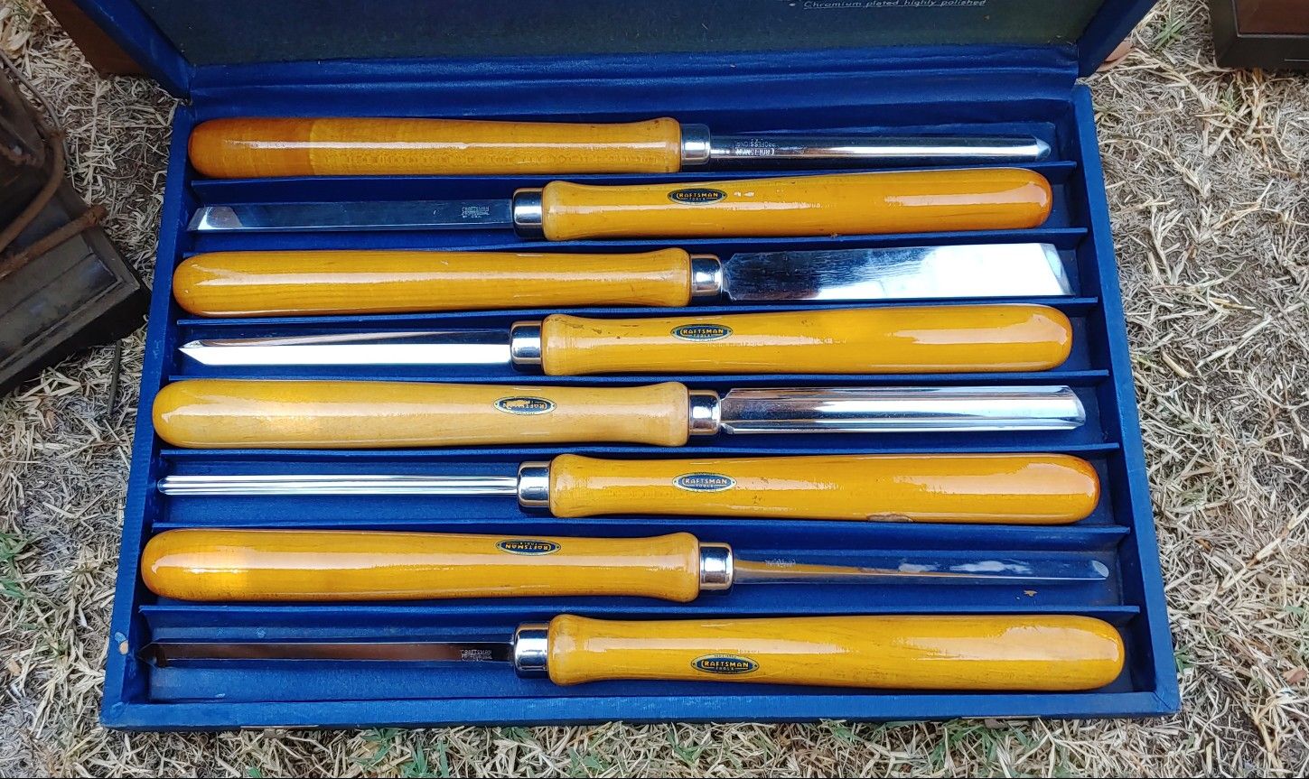 Vintage 1930s CRAFTSMAN PROFESSIONAL 8 Piece Wood Chisel Lathe Turning ...