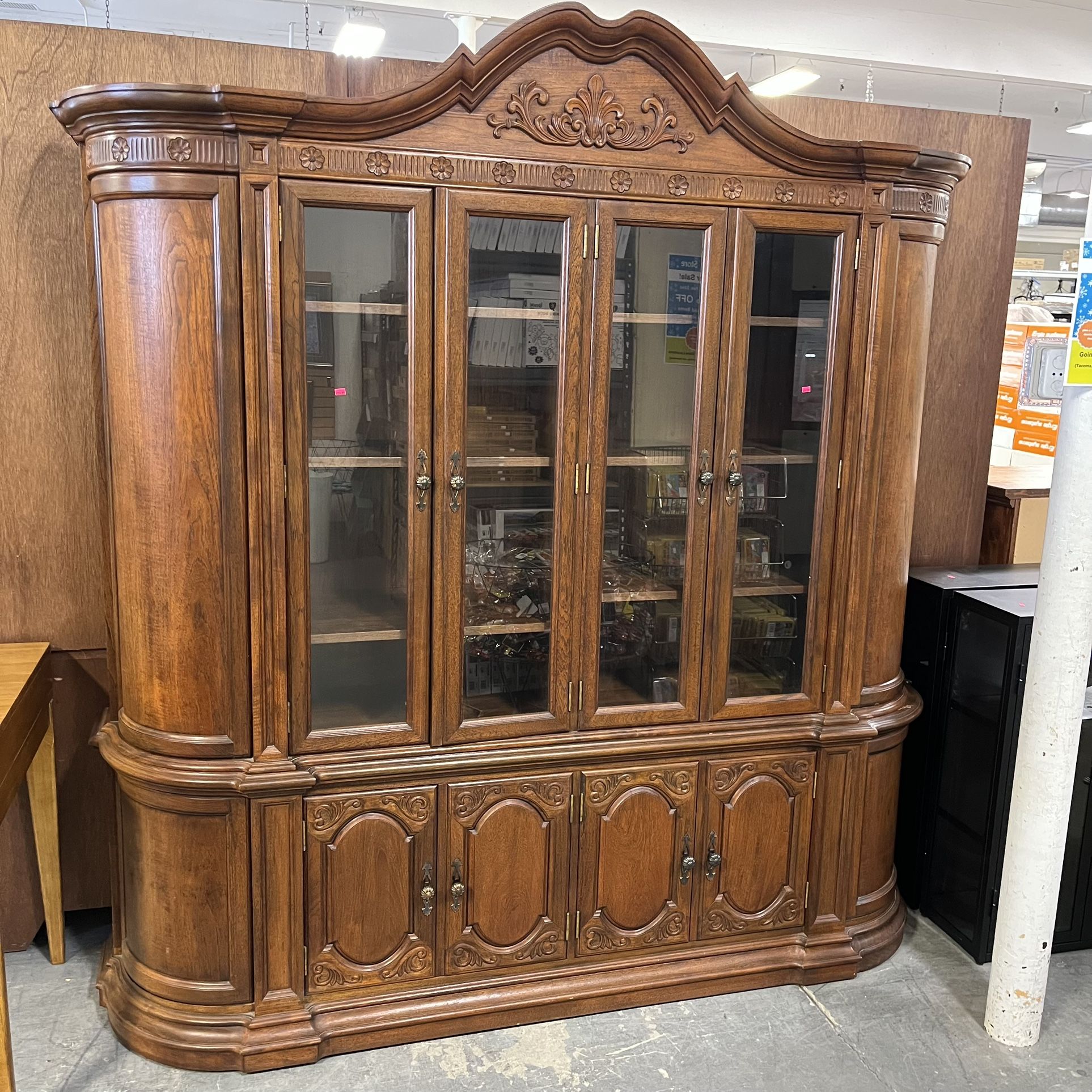 Very Large Sturdy Beautiful China Hutch Curio Cabinet (in Store) for ...