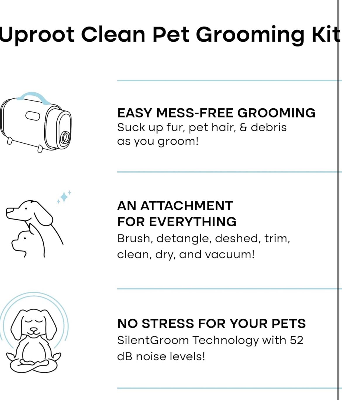 Uproot Clean Pet Grooming Kit & Vacuum - Mini Included Inside - Ultra ...
