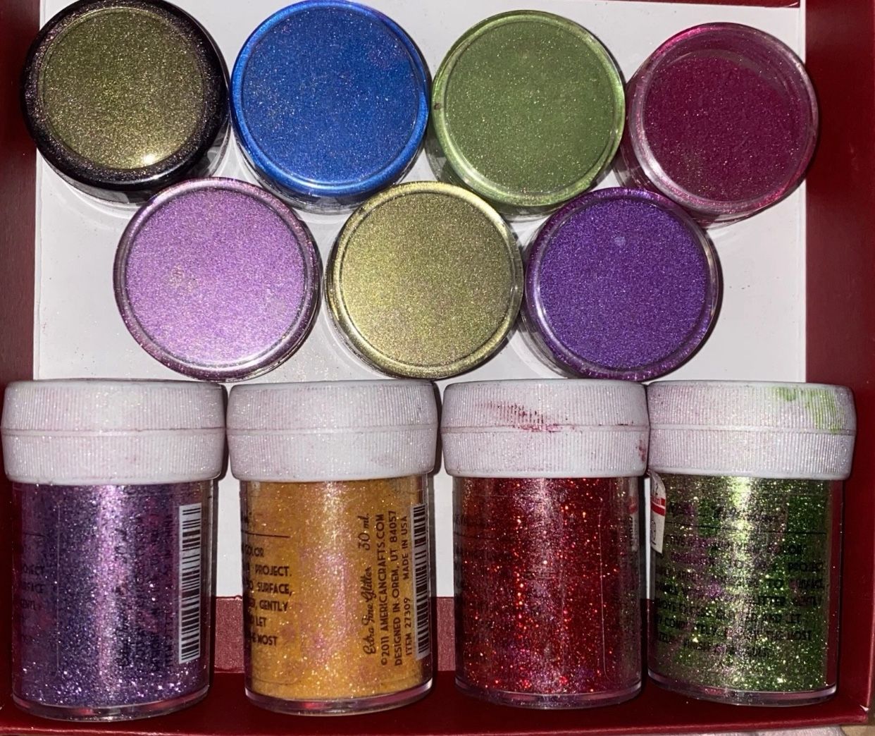 Multi Colored Glitter Lot in Containers Mixed Colors and Sizes ~ ( 11 ...