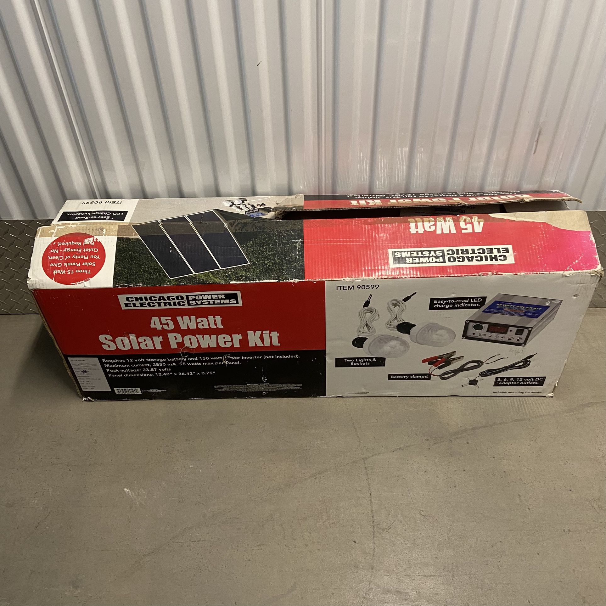 NEW 45 Watt Solar Panel Kit Portable By Chicago Electric Power Systems ...