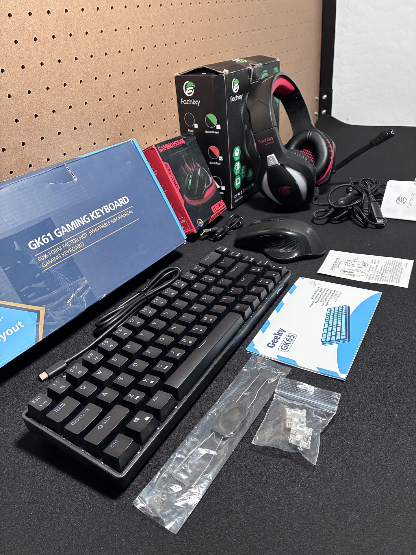 Gaming Bundle (Black/Red) - Wired Compact Gaming keyboard, Wireless ...