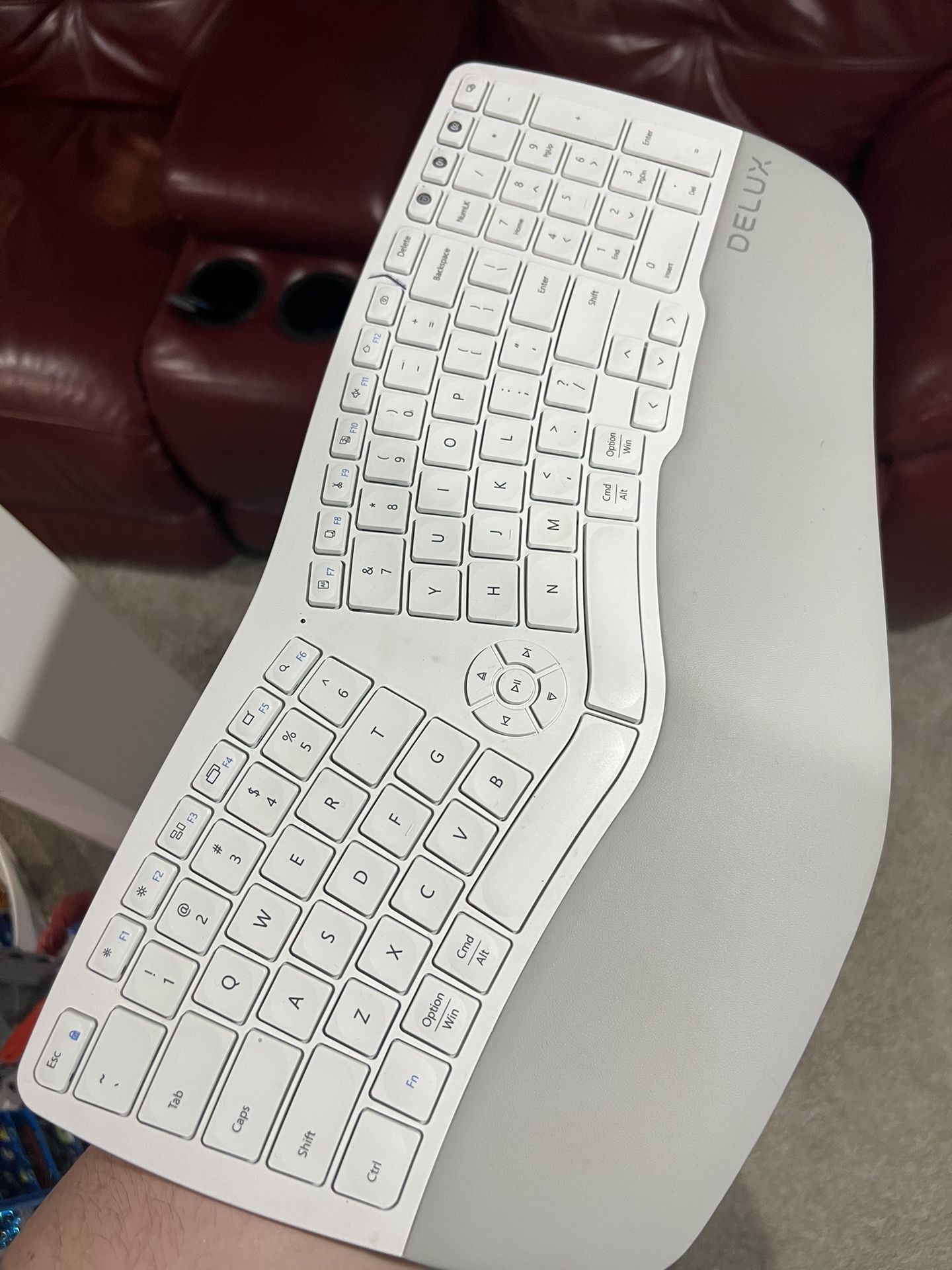 like new multi device white bluetooth split keyboard ergonomic with ...