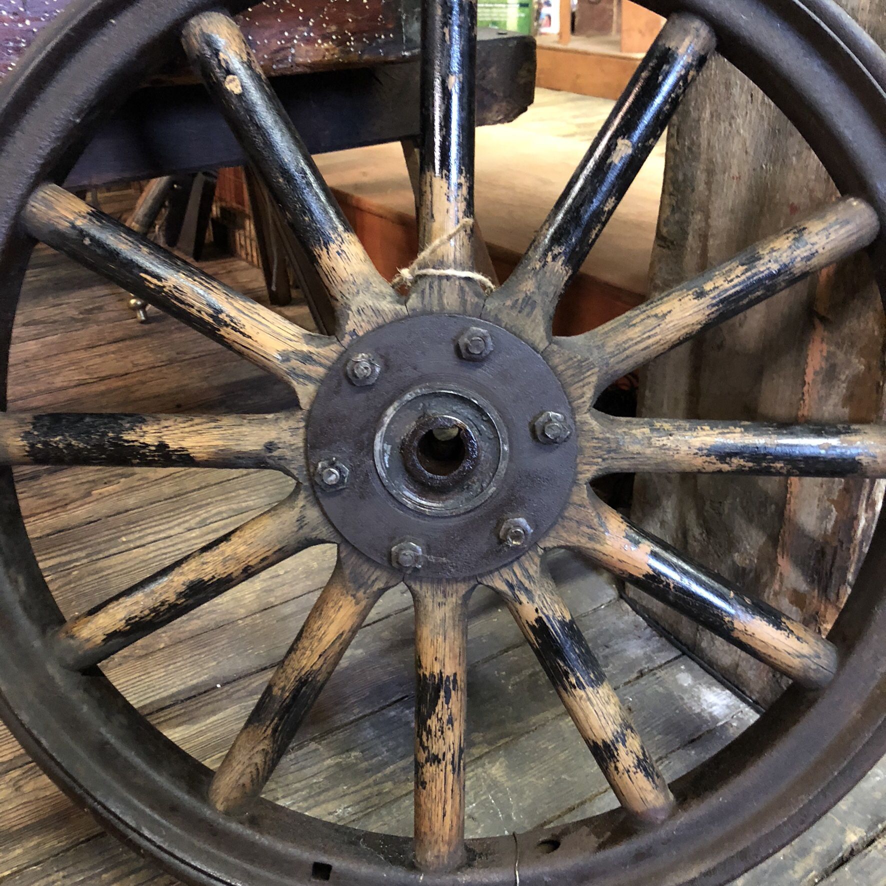 Antique 12 Wooden Spoke Car Wheel with Metal Hub and Rim for Sale in ...