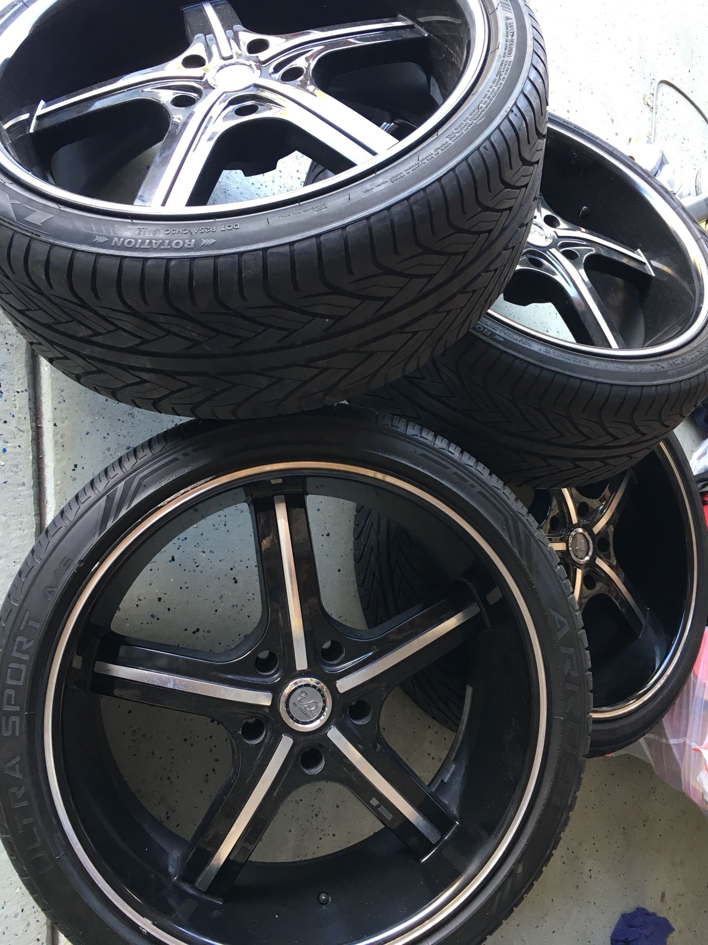 22” 5 spoke black and silver rims and Lexani tires for Dodge Ram 1500 ...