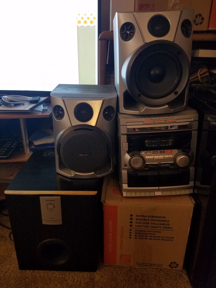 Philips fw-c70 mini hifi system with Aiwa TS-W150 subwoofer for Sale in ...