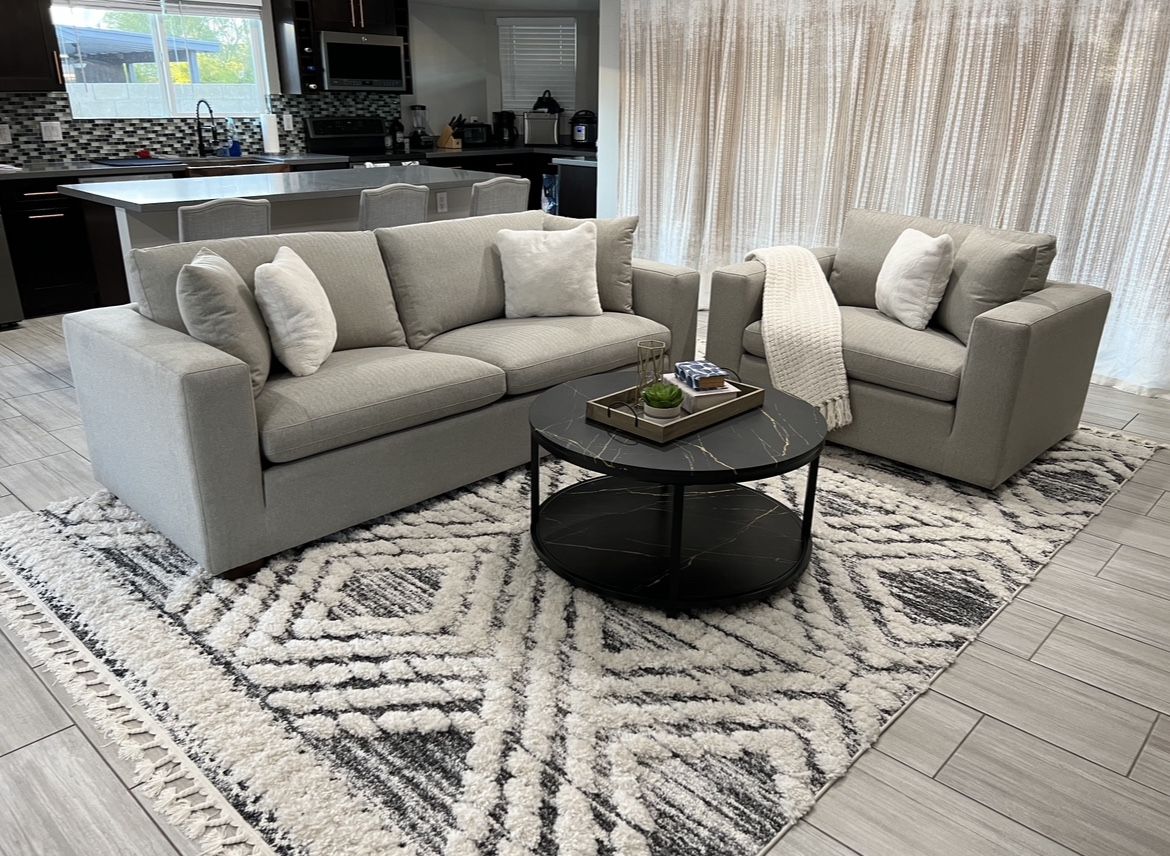 Thomasville Hoxton Sofa And Oversized Swivel Chair