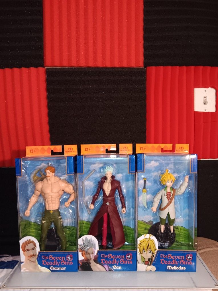 McFarlane Seven Deadly Sins 7" Escanor Ban Meliodas 3 Figure Set BUNDLE ...