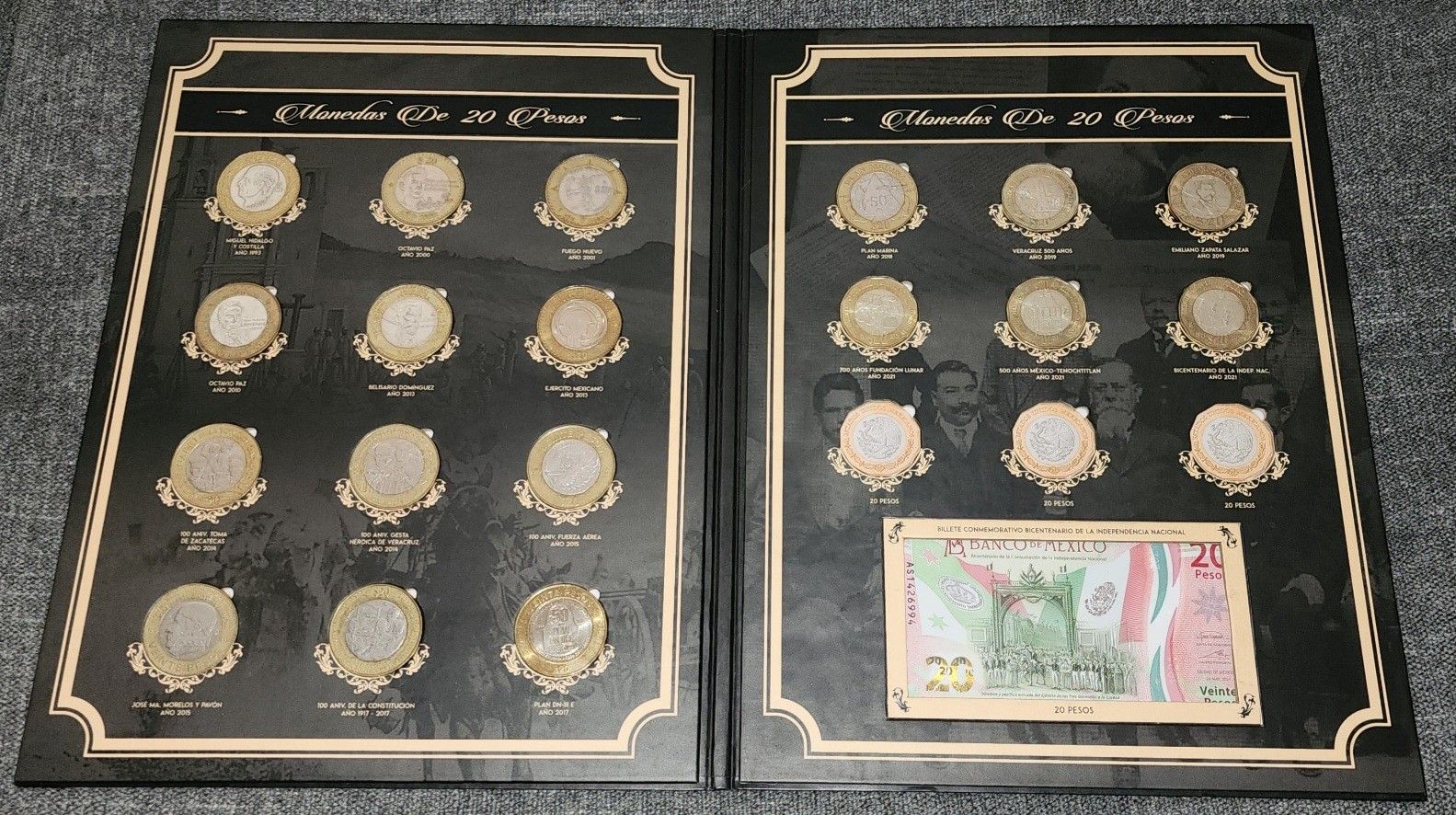 1 Album 1993 to 2021 Viente 20 Pesos Monedas Gold Silver Commemorative ...