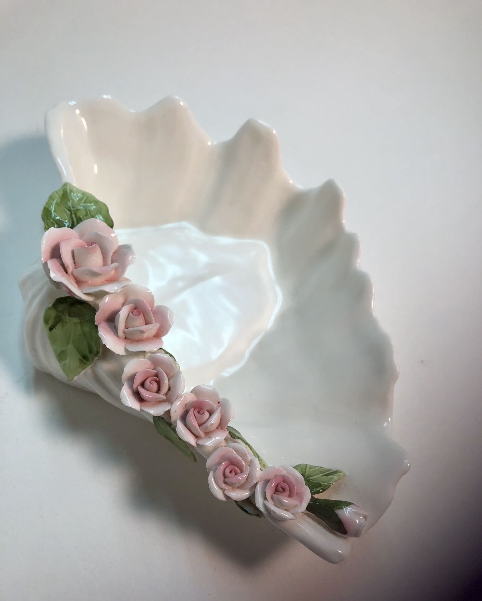 Jolie Fleurs Bone China Rose Seashell Candy Dish - Vintage for Sale in ...