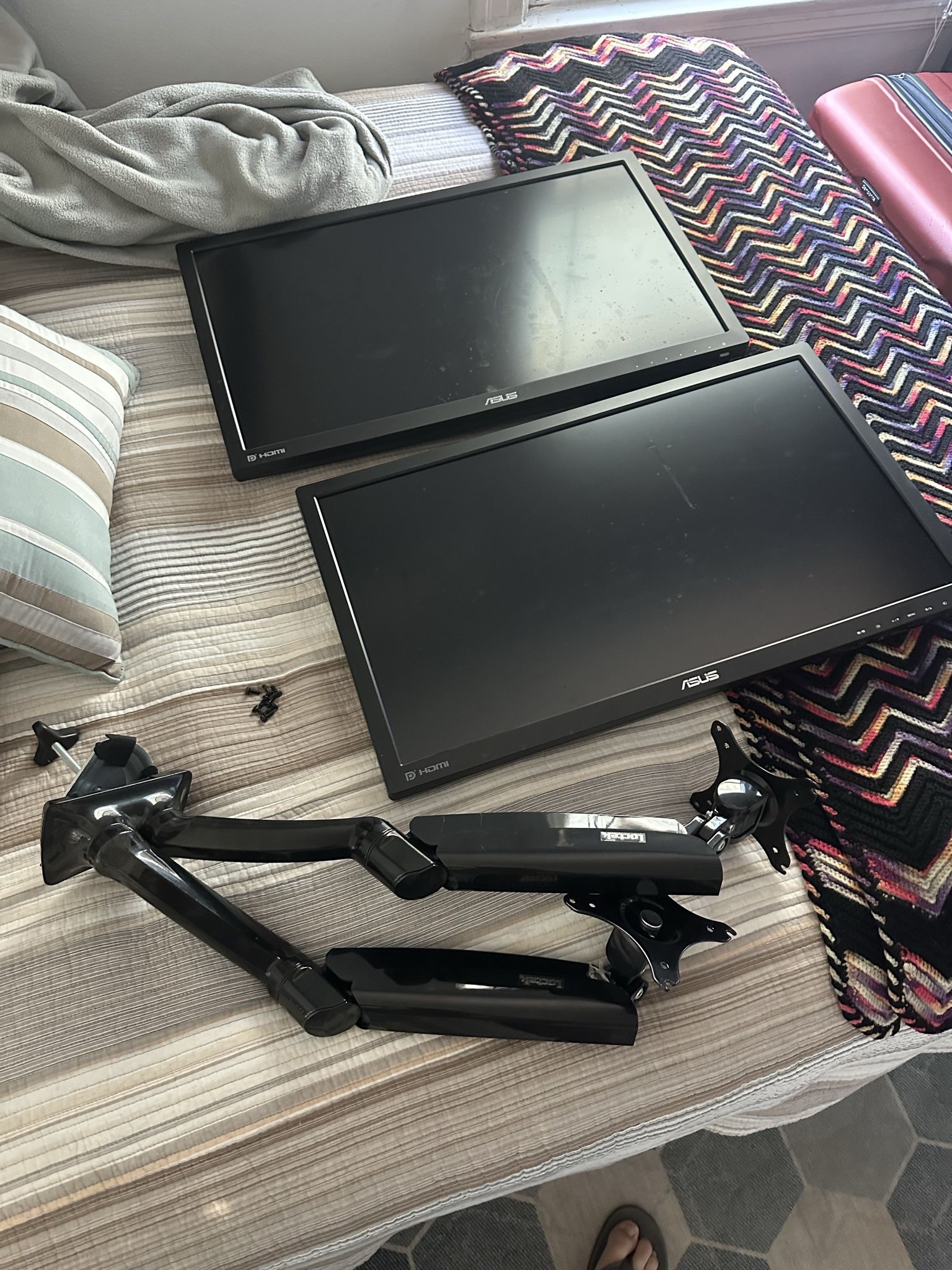 2 ASUS 27” Monitors and Dual Monitor Stand for Sale in San Diego, CA ...
