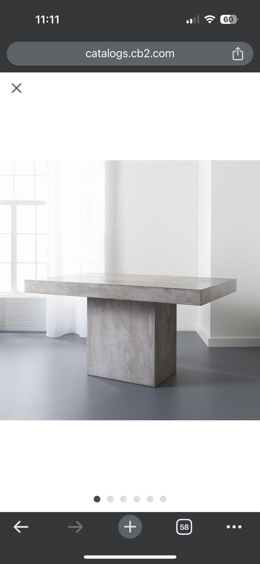 Industrial Cement Dining Table CB2 “Fuze dining Table” for Sale in West ...