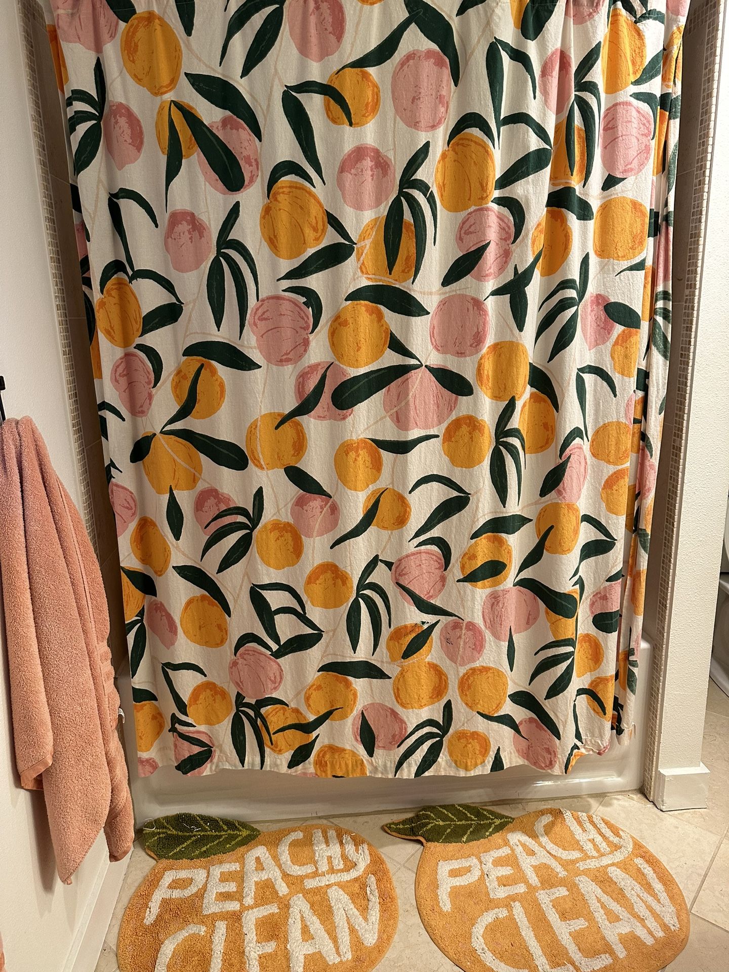 Urban Outfitters Peachy Clean Bath Set 2 Bathmats + Shower Curtain ...
