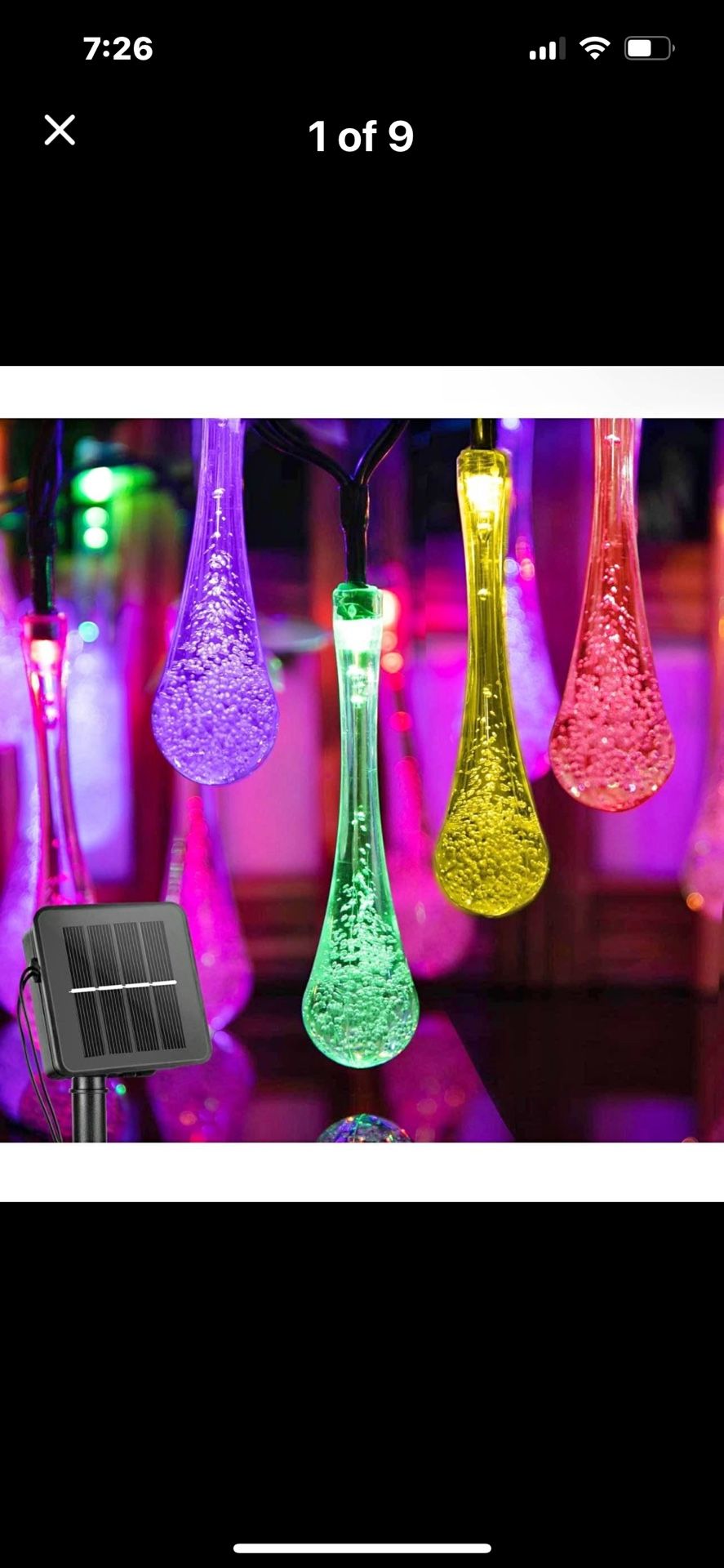 60LED 35ft Solar String Lights Outdoor, Multicolor Waterproof Water ...