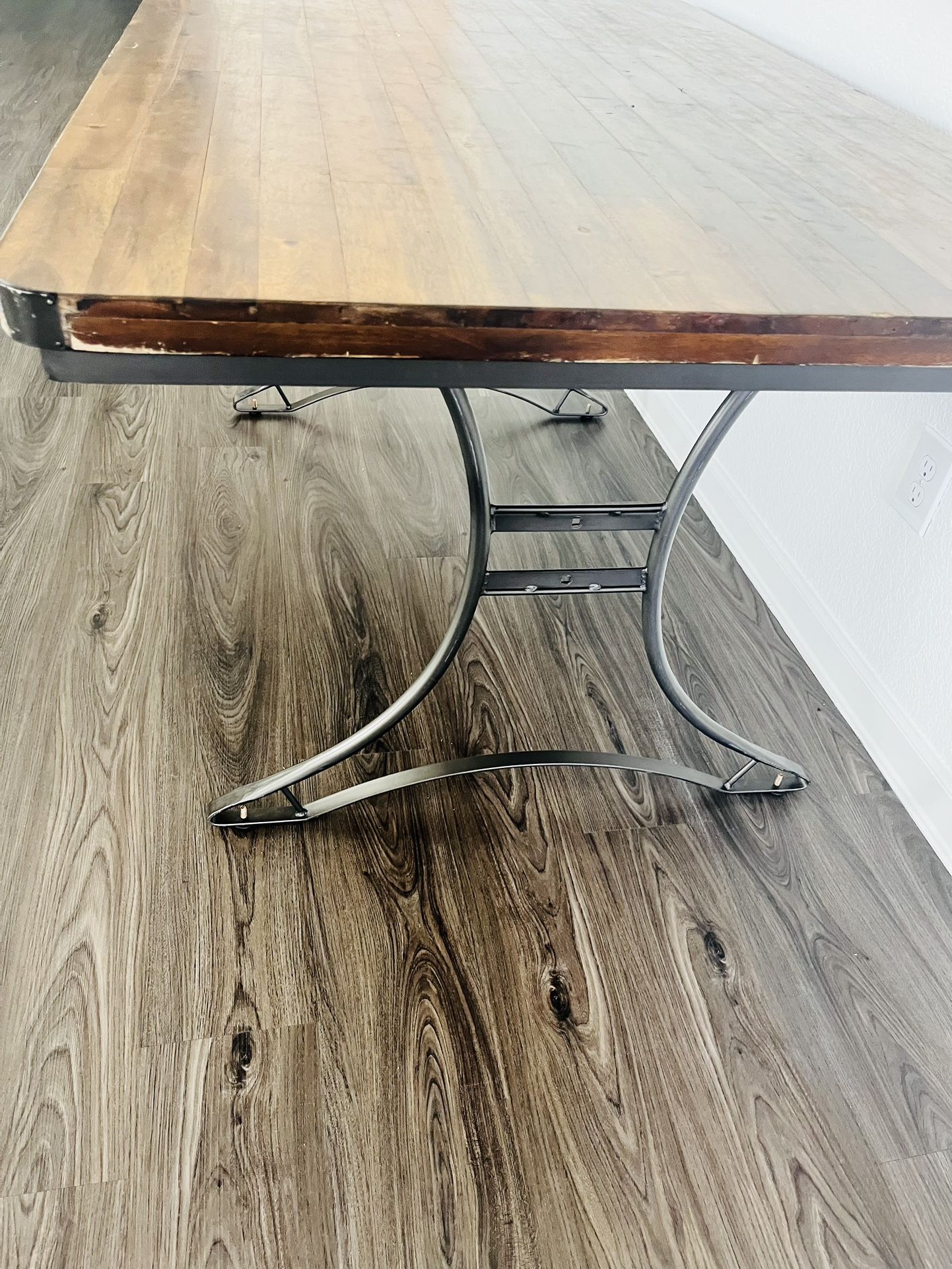 Super Nice sturdy Real Wood Table W/ Rought Iron Legs for Sale in ...