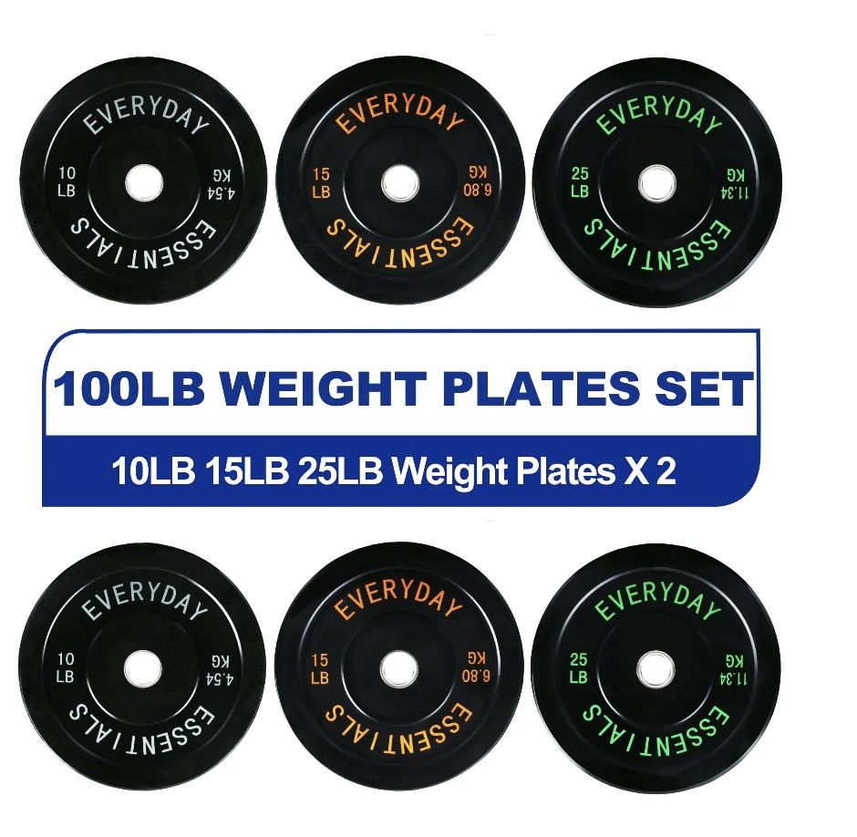 100 LB Weight Plate Set Includes 10 lb Pair, 15 lb Pair, and 25 lb Pair ...