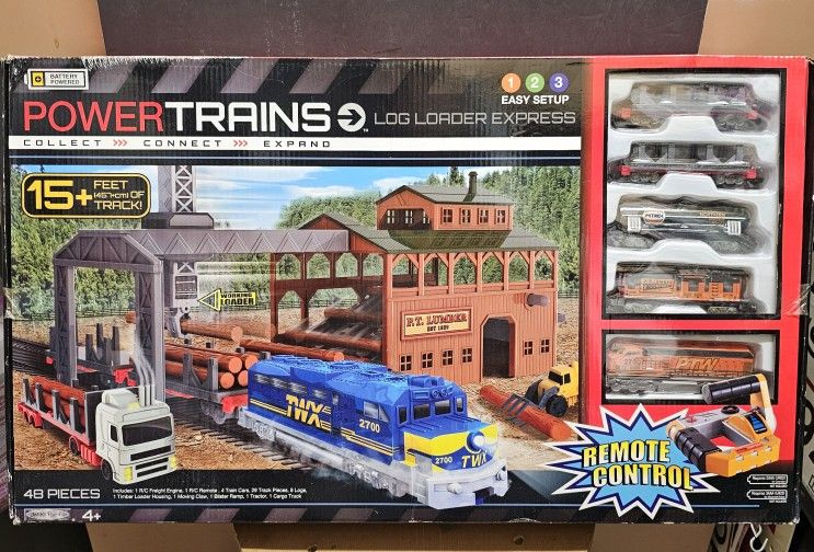 Power Trains RC Log Loader Express Jakks Pacific Train Set 48 Pcs Plus ...