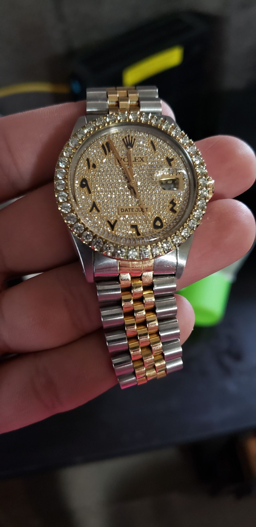 Real Rolex watch date just 5.75 carats of diamonds for Sale in San ...